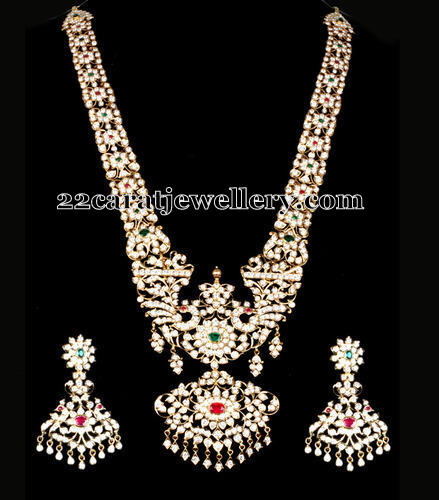 Diamond Floral Peacock Long Set - Jewellery Designs