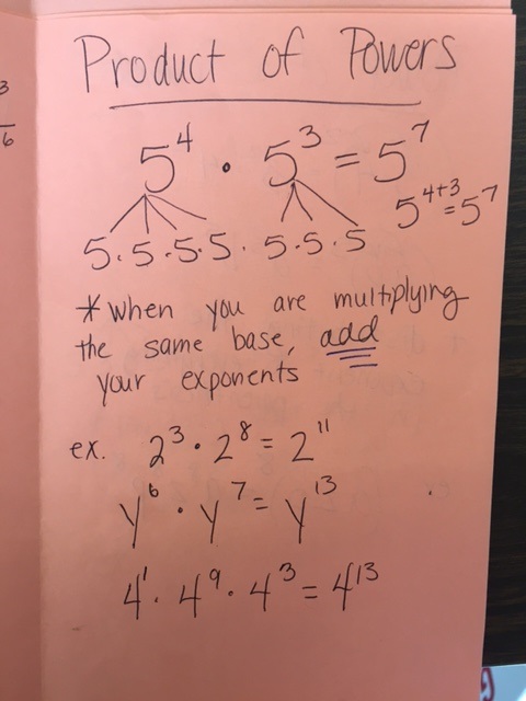 Mrs. Sessions - 7th Grade - Advanced Math: Exponent Rules book