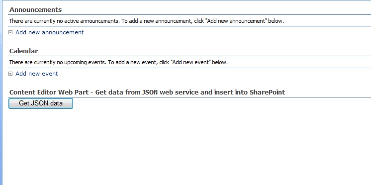 My Sharepoint World Get Json Web Service Data Using Content Editor Web Part And Insert That