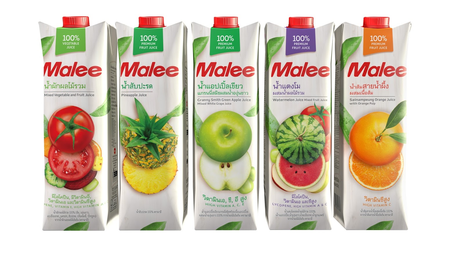 Malee 100% Premium Fruit Juice on Packaging of the World - Creative ...