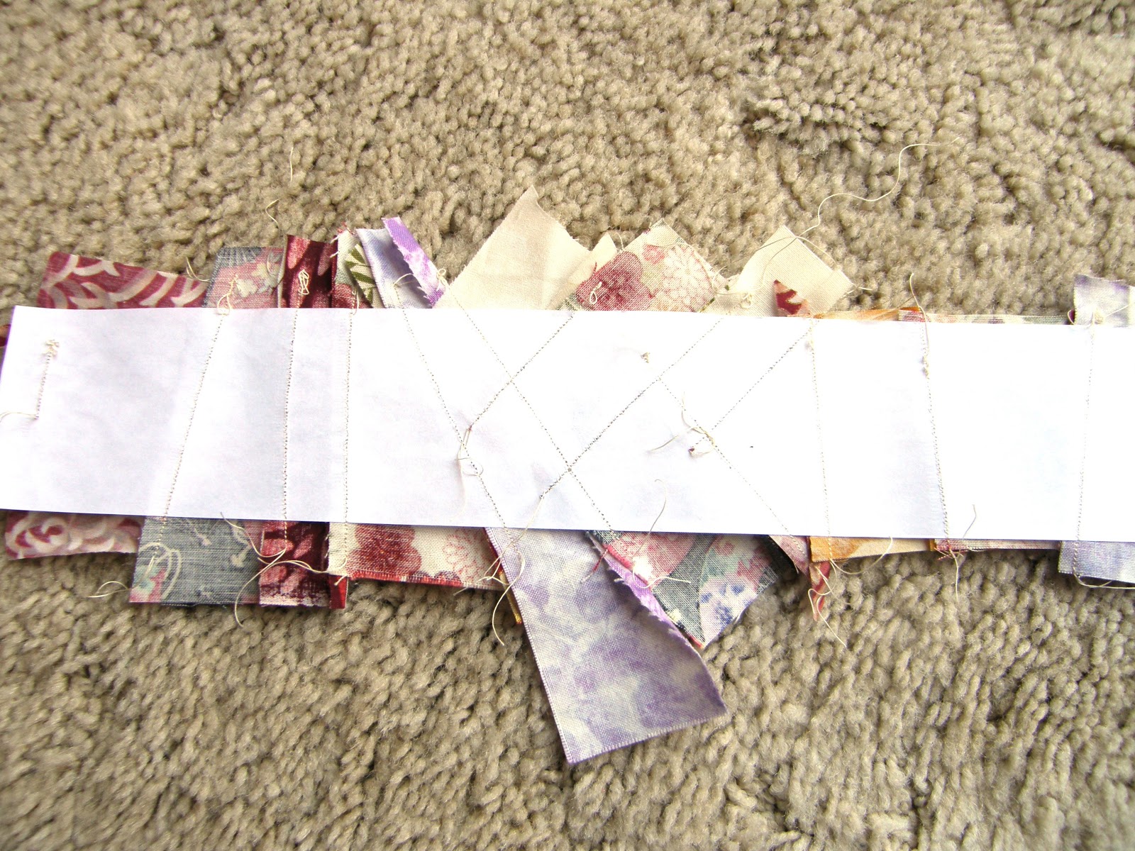 The Woman on the Hill: Pieced strip blocks