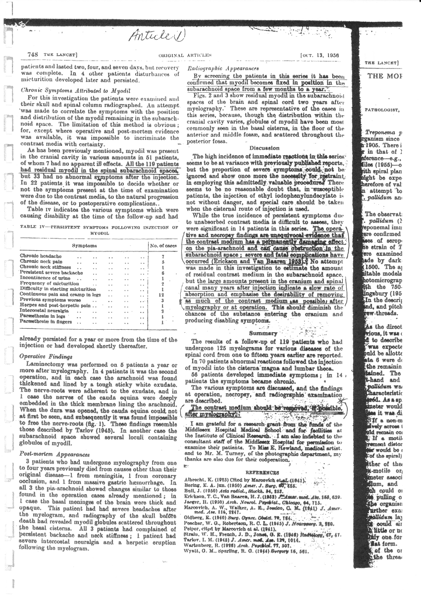 Myodil Killer: 8. Davies Report 1956, Myodil Licence 1974