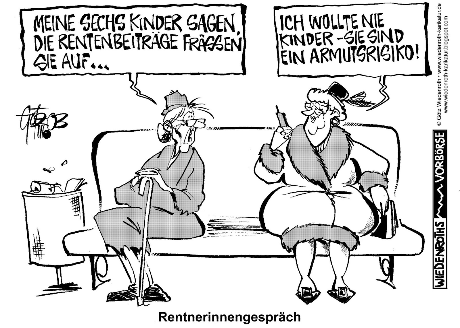 Karikamur-Karikatur! - Wiedenroth: Rentnerinnengespräch.