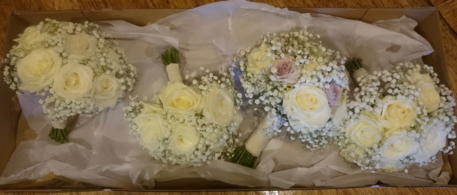 Sandra's Flower Studio.: Ivory and dusky pink rose wedding posies