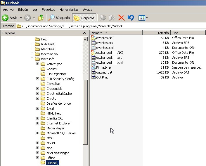 Nombres, rutas y extensiones de archivos en el Disco C