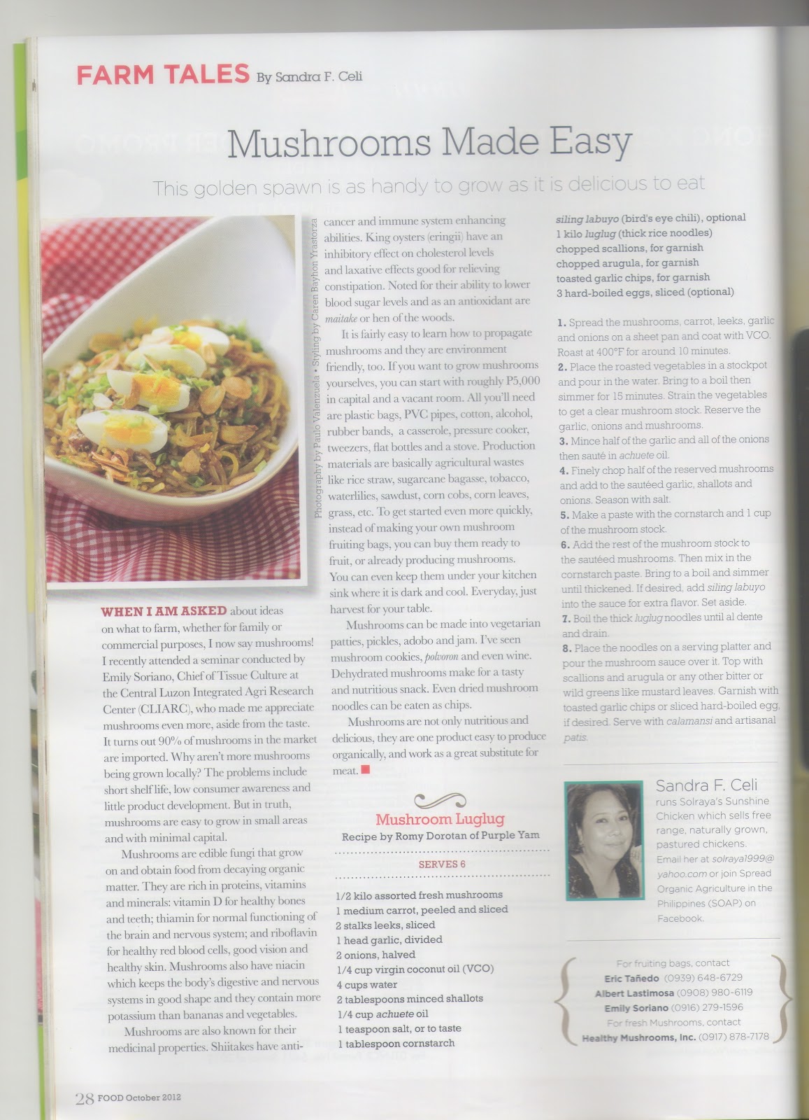 Spread Organic Agriculture in the Philippines: Mushrooms, FOOD Magazine ...