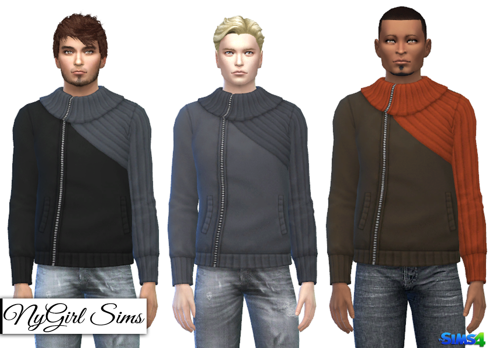 NyGirl Sims 4: Zip Side Sweater in Dual Colors