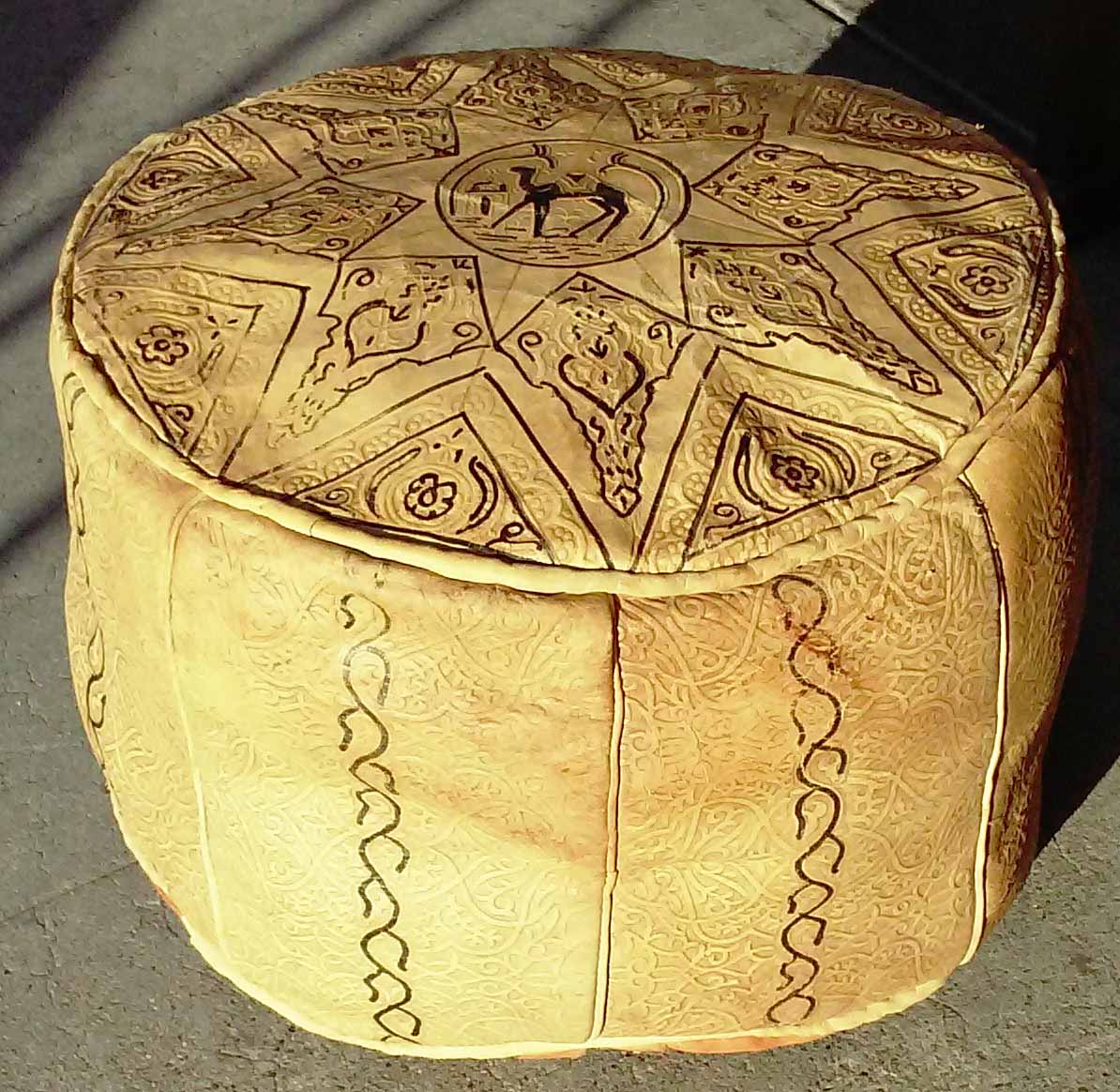 UHURU FURNITURE & COLLECTIBLES: SOLD **REDUCED** Leather Hassock - $35