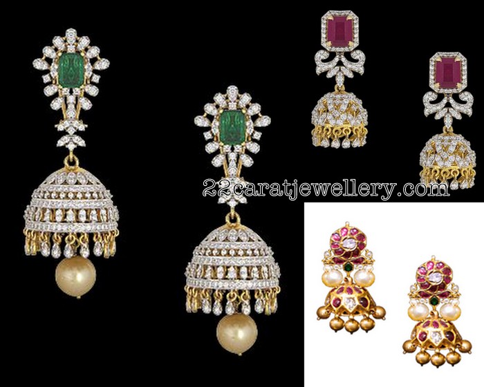 Diamond Jhumkas by Vitaldas Zaveri - Jewellery Designs