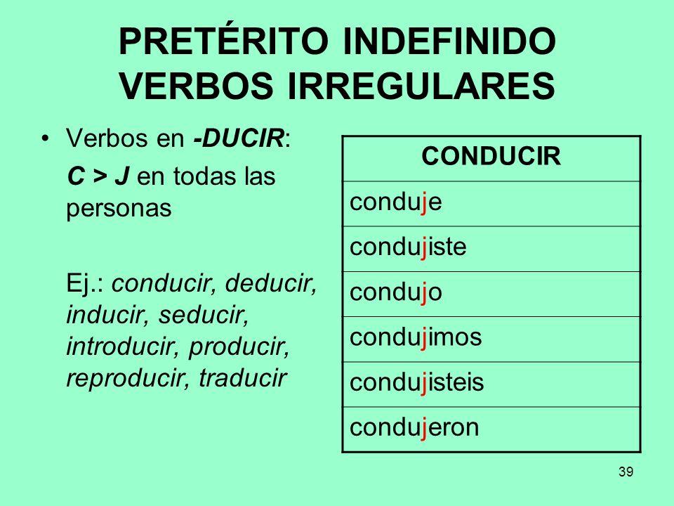 Un lugar para aprender en QUINTO: Verbos regulares e irregulares