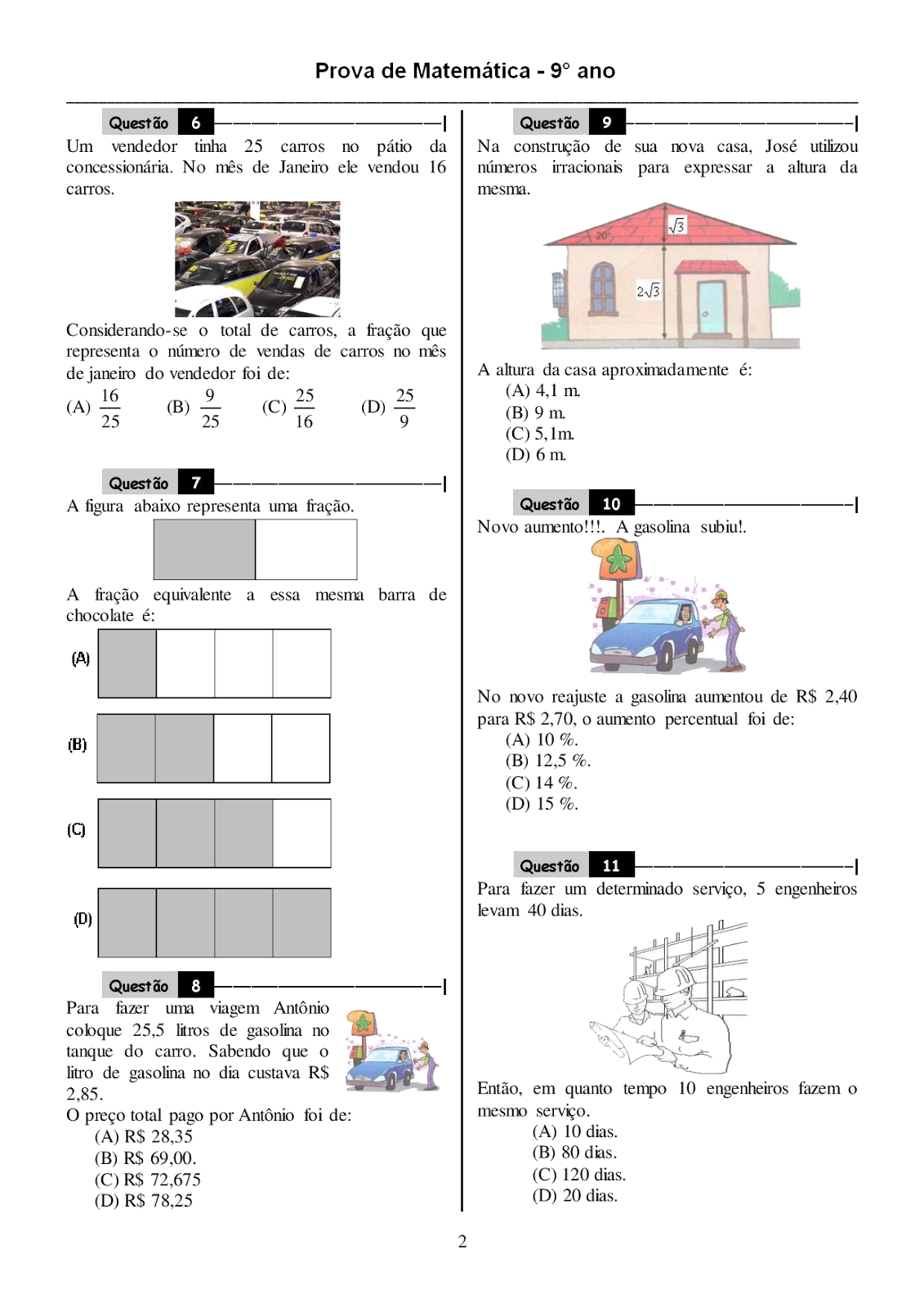 Prova Matemática 9 Ano - BINKEDU