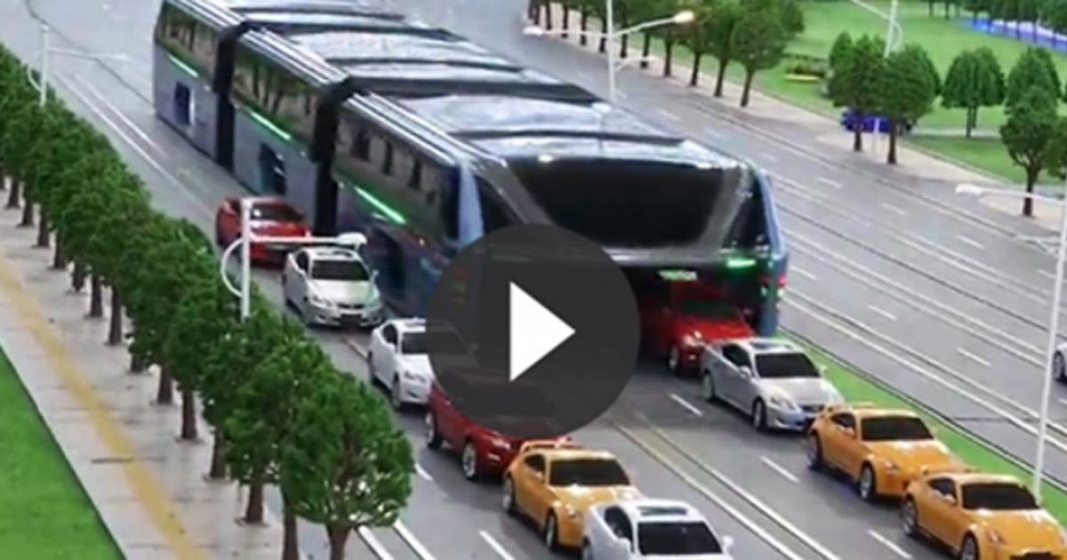 Stuck In A Traffic Jam? This Bus Just Drives Right Over Them. Woah ...