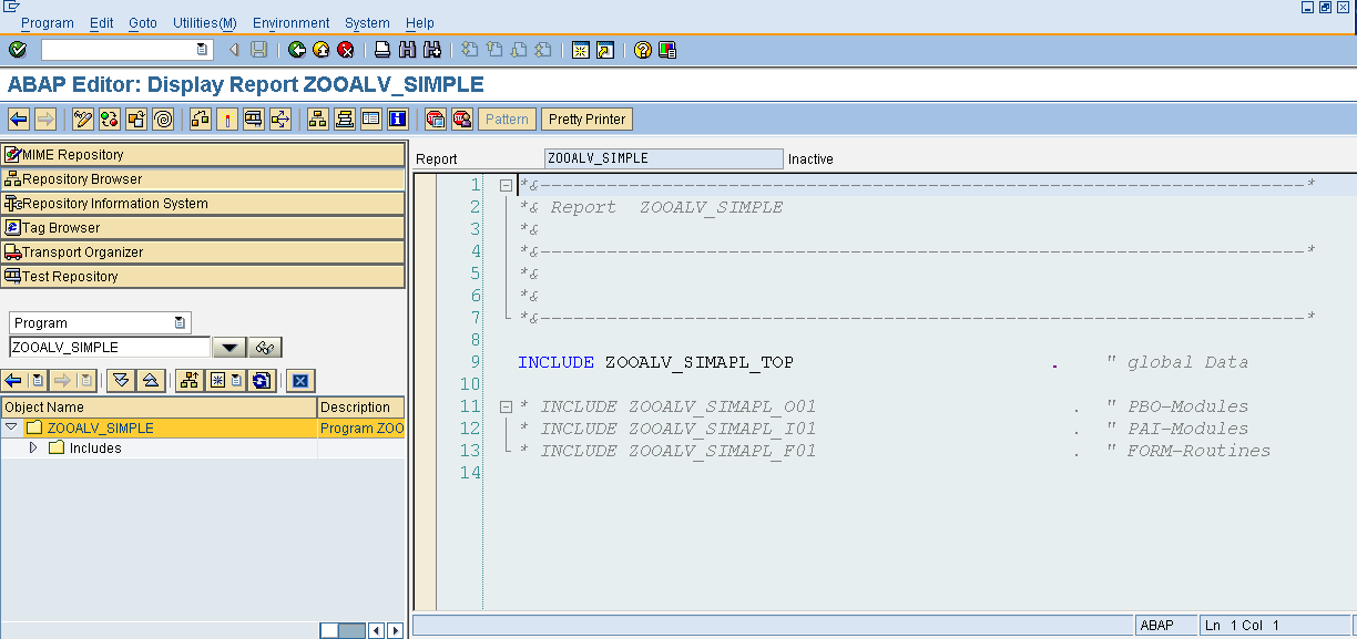 SAP TECH: Basic OO-ALV Report ( SE80 )