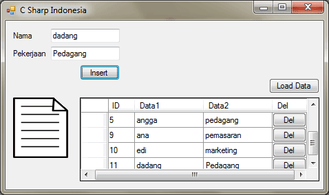 Load data dari MYSQL setelah proses INSERT data ke MYSQL di C# S (Sharp)