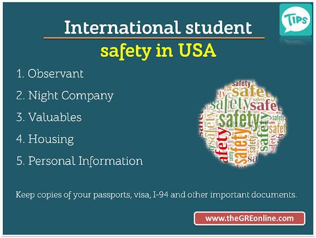 Safety Tips for International Students in USA - GRE Exam Materials