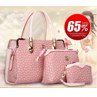 Beg Tangan Wanita Warna Merah Jambu Comel - kedai online