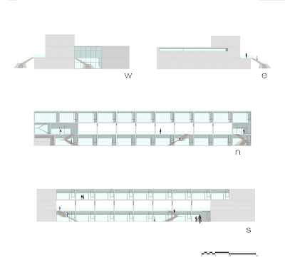 lecture hall in santoña: Colored Elevations AUTOCAD + PHOTOSHOP