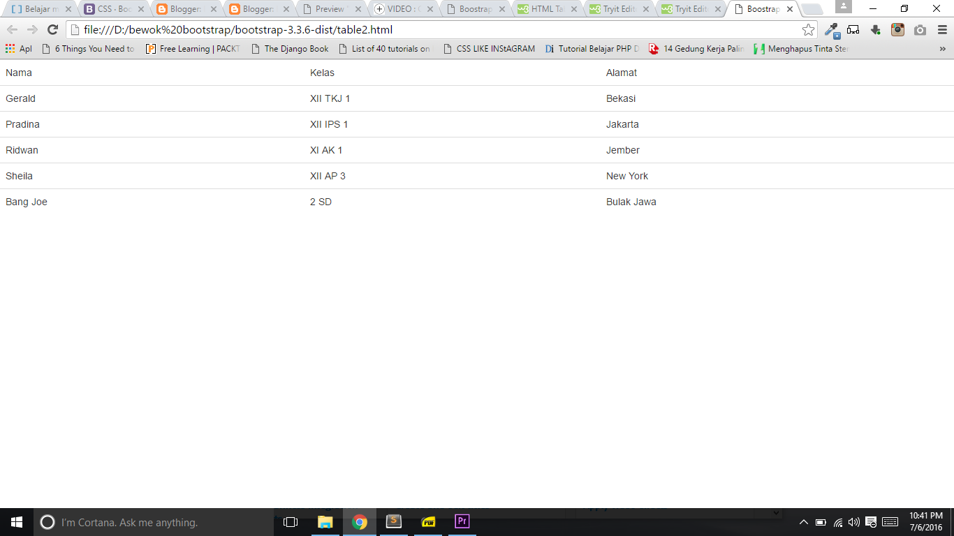 Belajar Bootstrap Part 5 Membuat Table Menggunakan Bootstrap - Tutorial Programming & Digital ...
