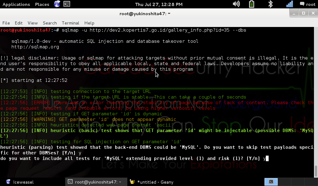 Kali Linux Sql Injection Dan Auto Crack Hash Password Dengan Sqlmap