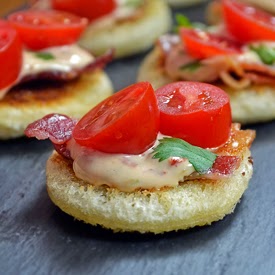 Behind the Bites: Mini Bacon Tomato Toasts