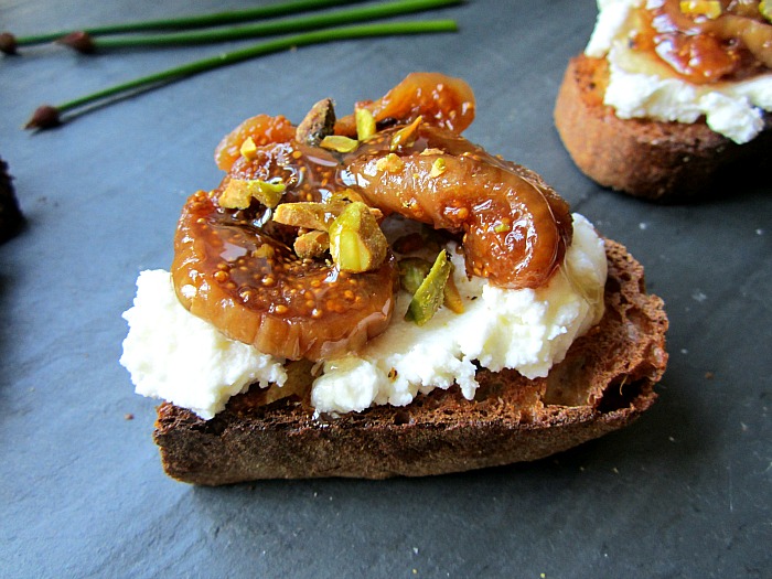 Tartines w/ Pickled FIGS, Ricotta & Pistachios