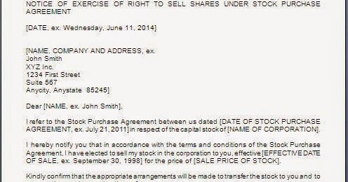 Stock Sale Letter of Instruction