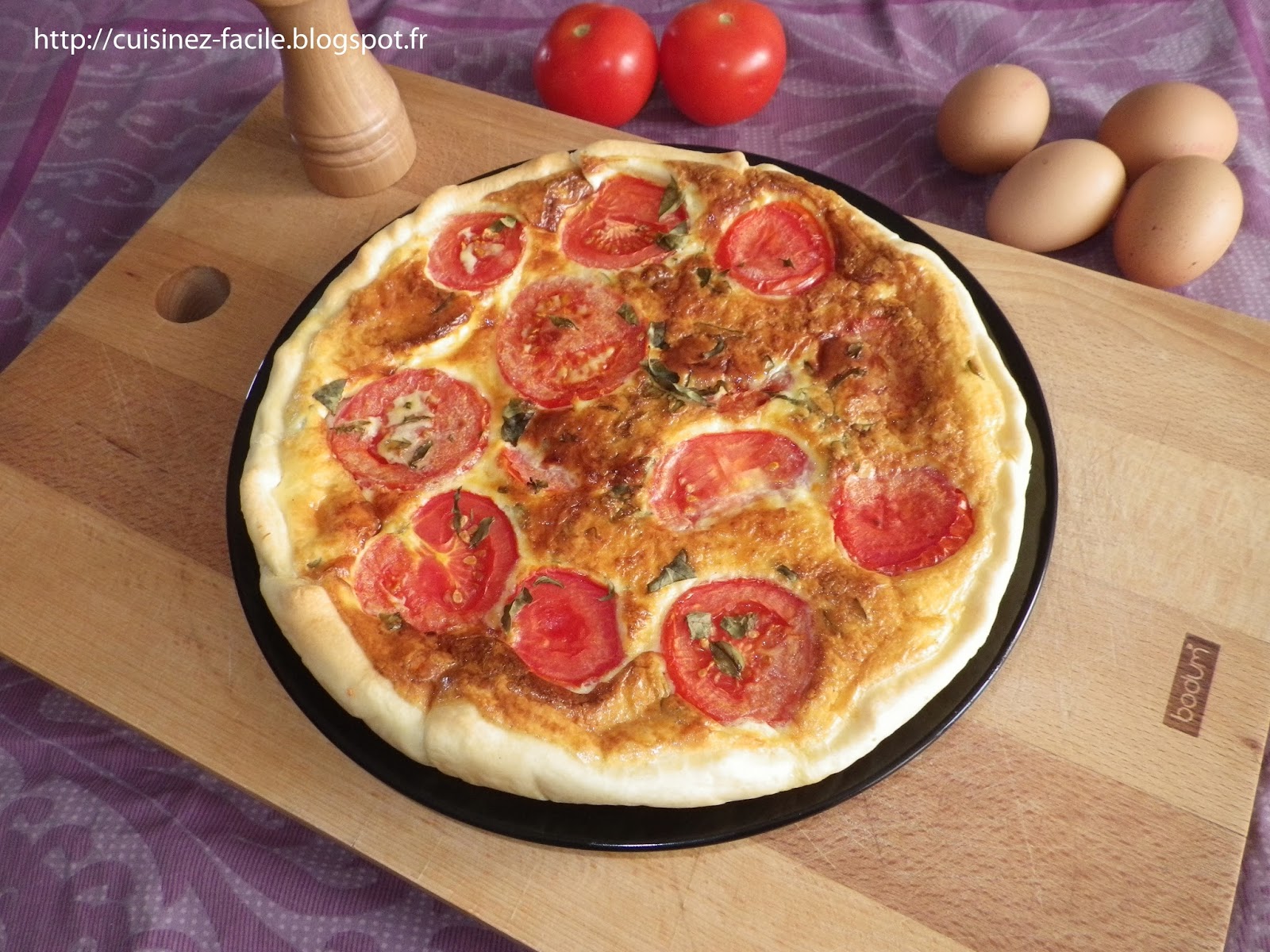 Cuisinez facile - Easy cooking: Tarte au chèvre, tomates et basilic