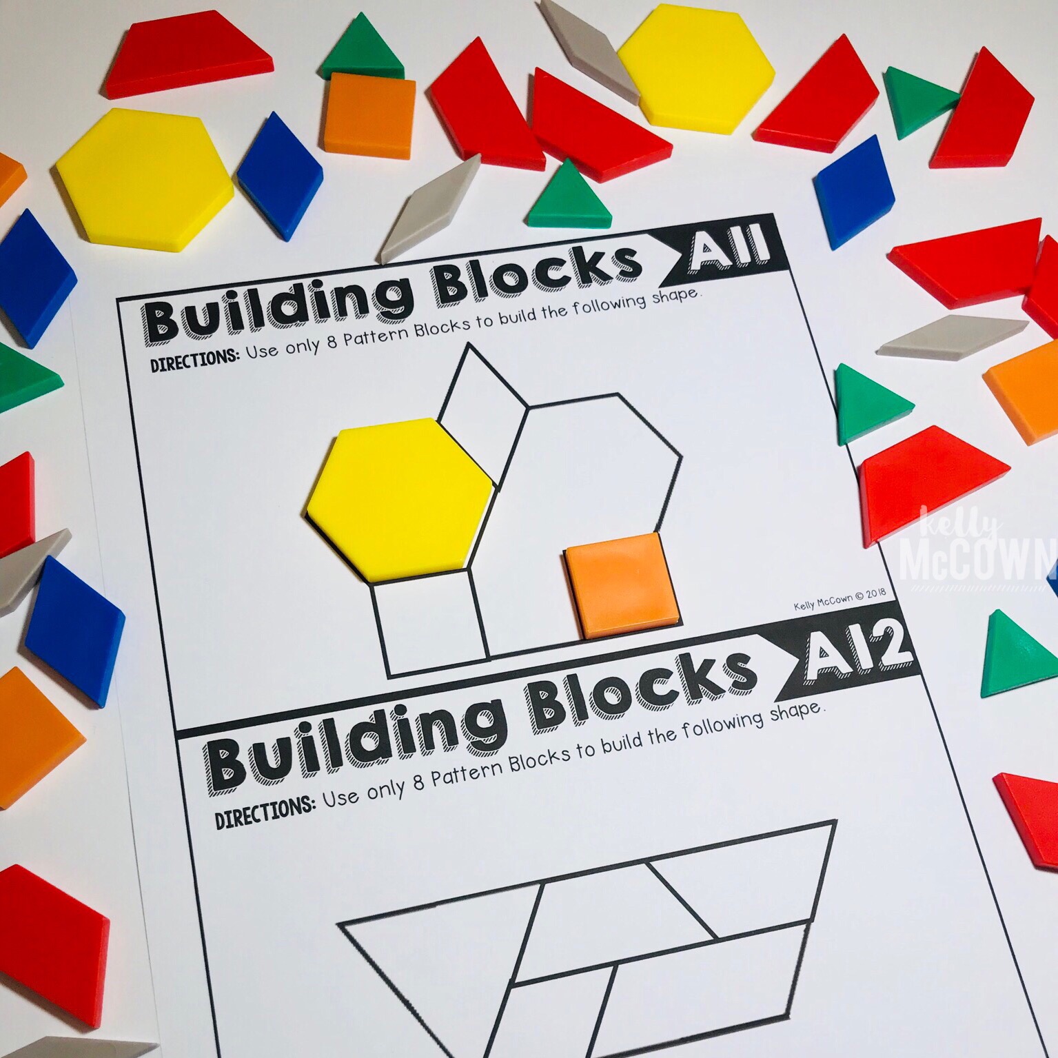 Kelly McCown: Pattern Blocks Elementary Task Cards (Set 2)