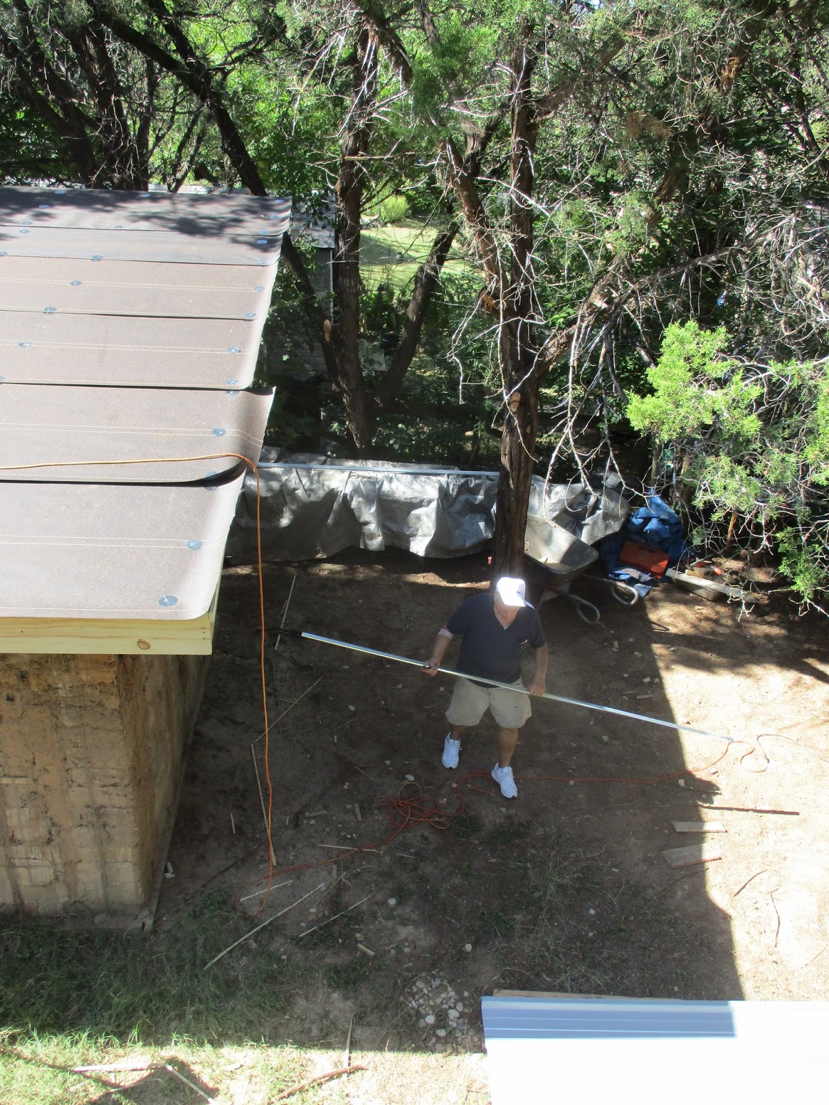 T-Brick Shed: Drip Edge, Felt Paper and Roof Paneling