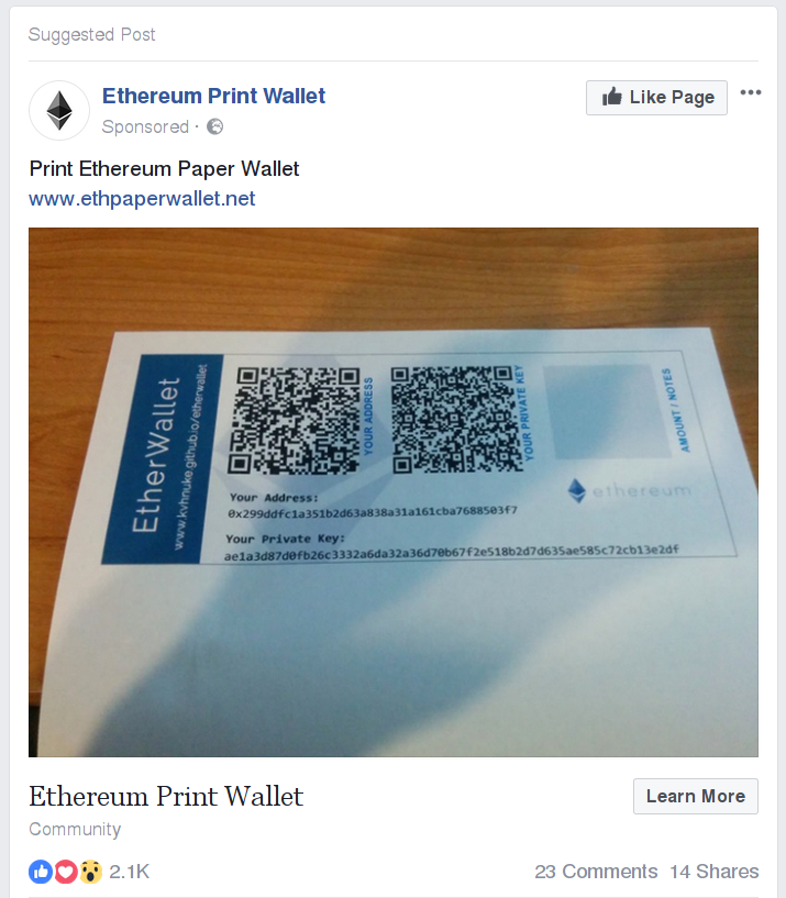 Just saw this suspicious advertisement on Facebook for www ...