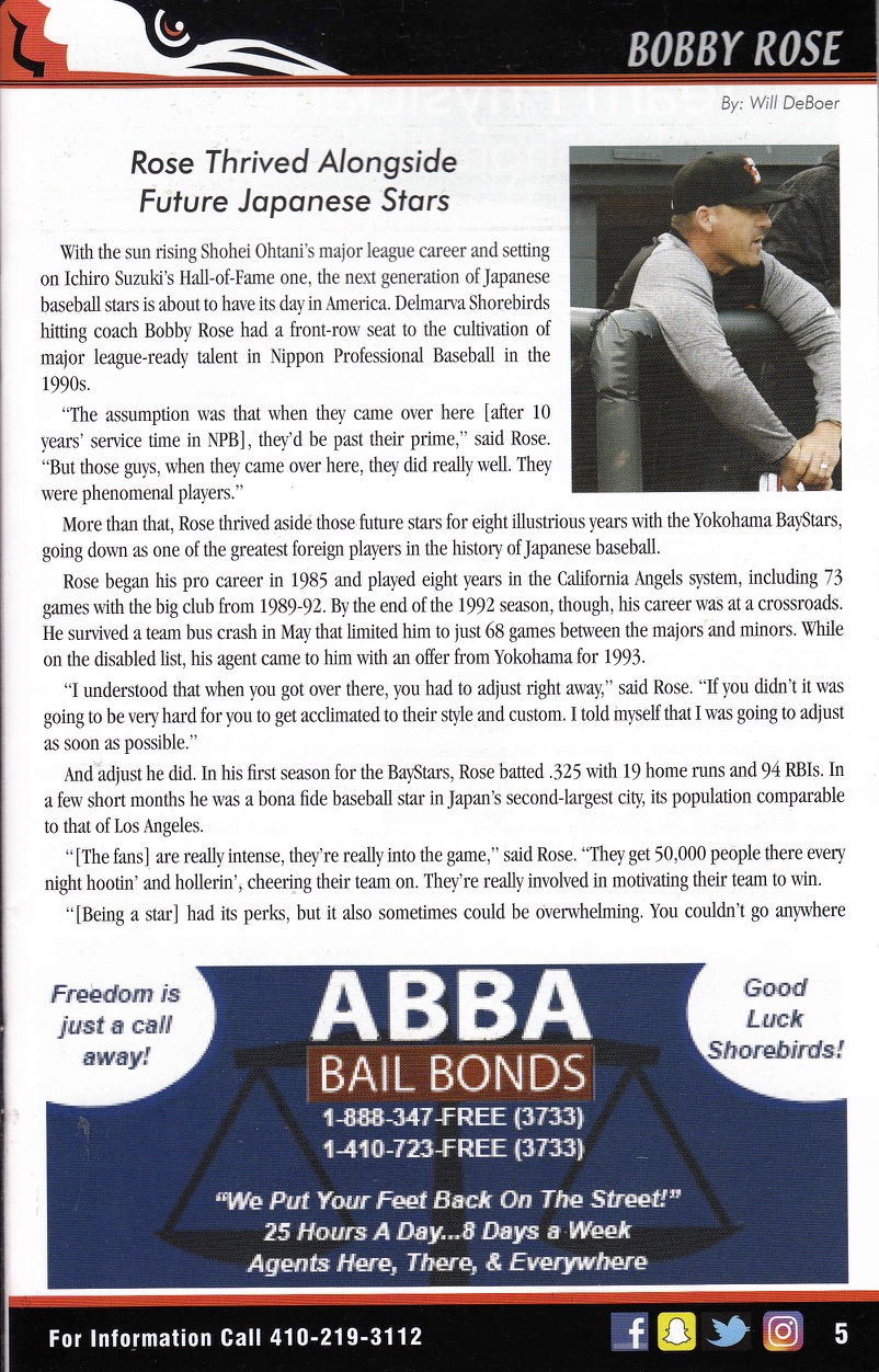 Japanese Baseball Cards: Bobby Rose