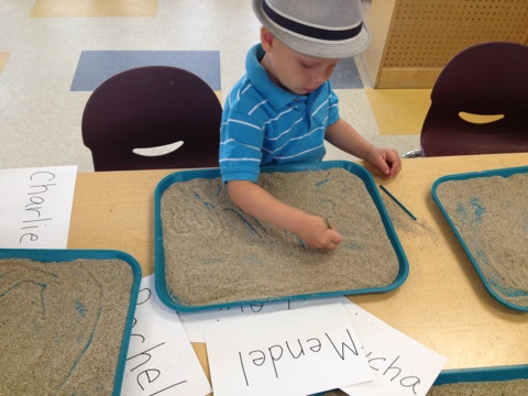Gan Camarillo Preschool: Writing in the Sand...pre-writing skills!