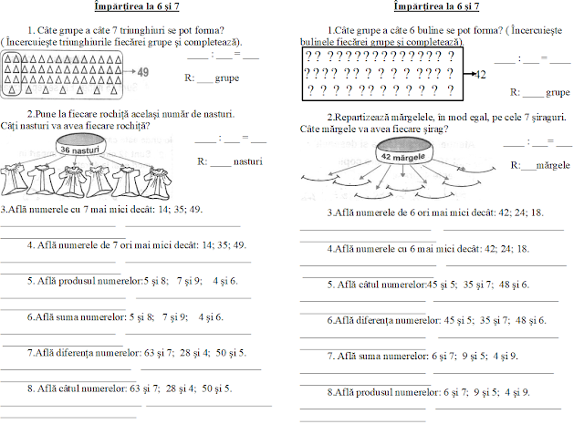 EDUCATIA CONTEAZA : IMPARTIREA NUMERELOR NATURALE - (1-10)
