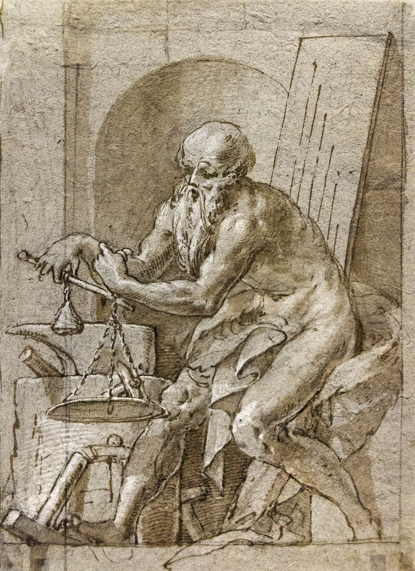 Luz y artes: Girolamo Mazzola y una aguada de Pitágoras