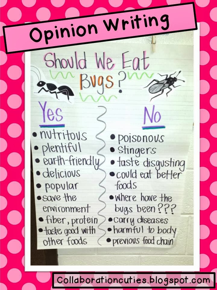 Collaboration Cuties: Opinion Writing about Eating Bugs! Yum!