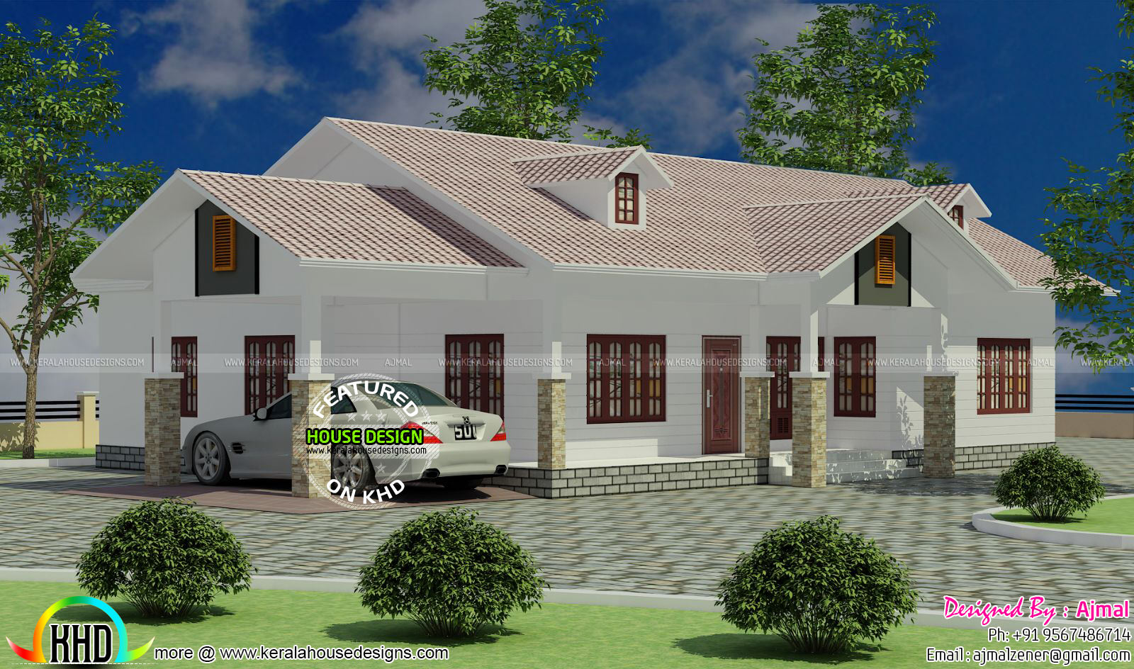 Colonial model one floor home - Kerala Home Design and Floor Plans - 9K ...