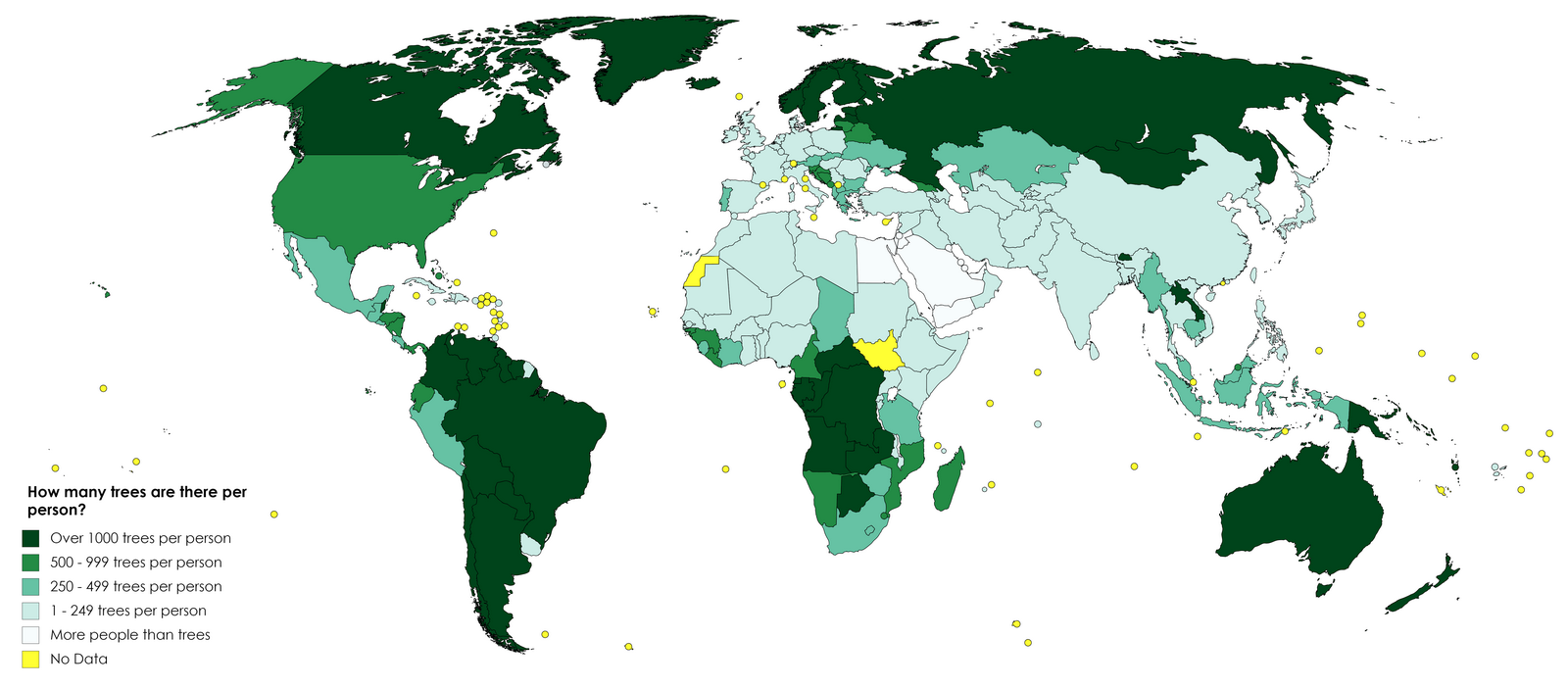 Trees per person across the world, mapped