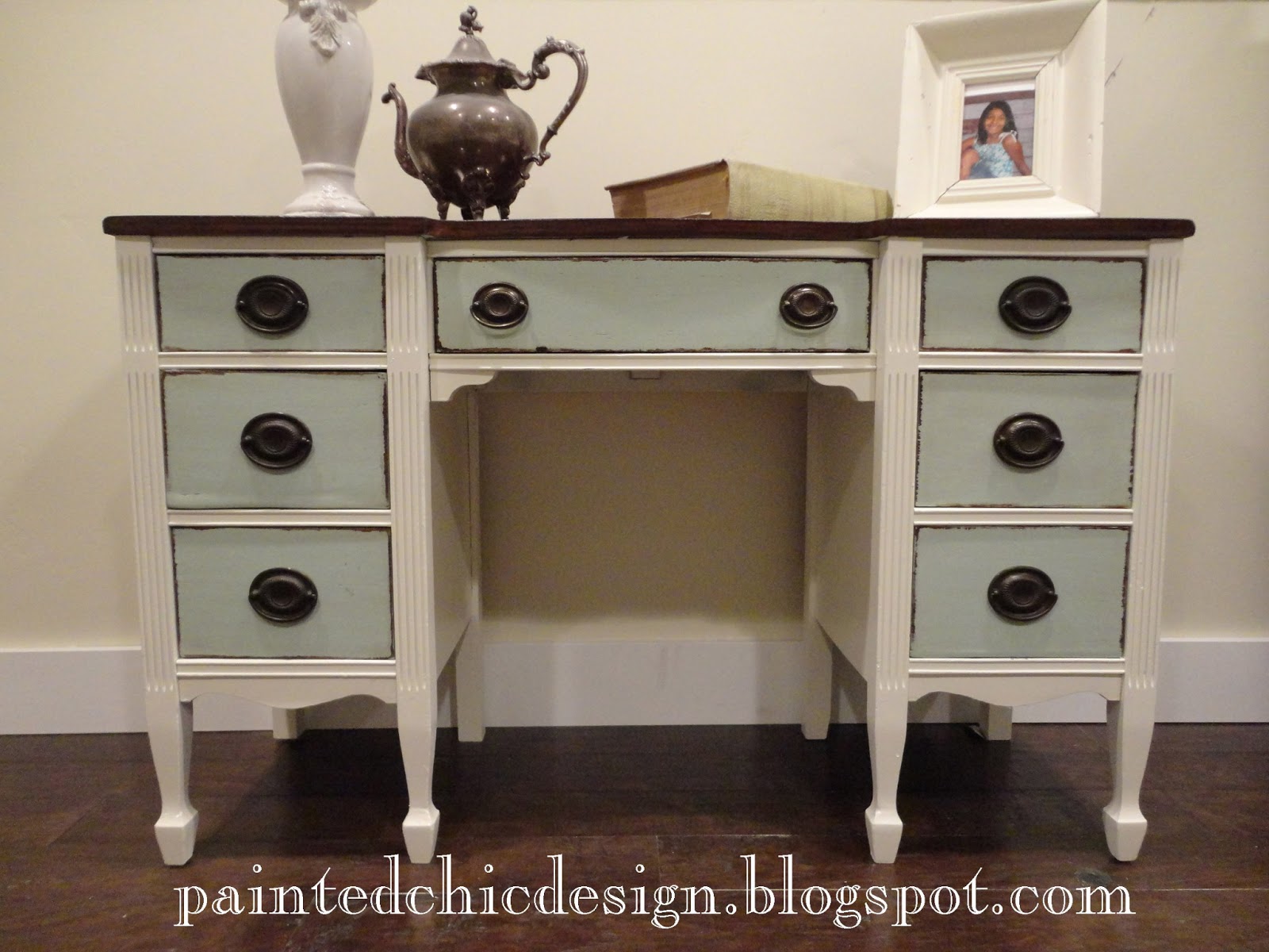 The Painted Chic Design: SOLD Antique Two Tone Desk