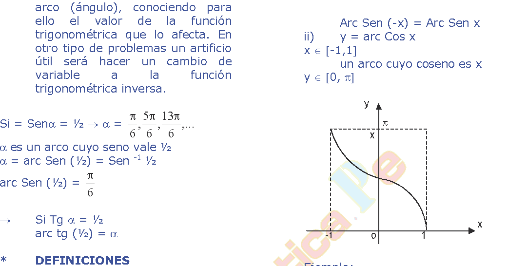 FUNCIONES TRIGONOMETRICAS INVERSAS EJEMPLOS Y EJERCICIOS RESUELTOS
