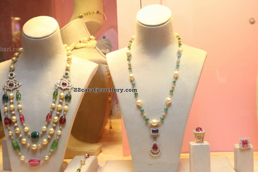 Precious Beads Fancy Necklaces with Studs - Jewellery Designs