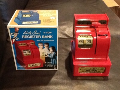 3 coin register bank history: Uncle Sams 3 Coin Register Bank History