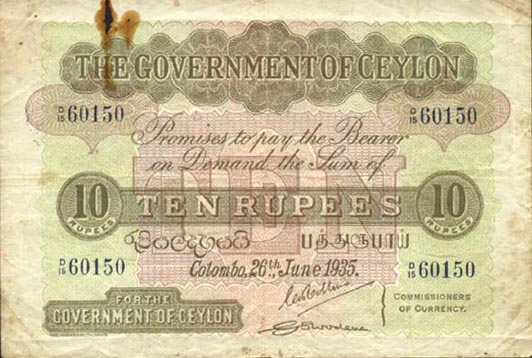 Old Currency Notes in Sri Lanka.........