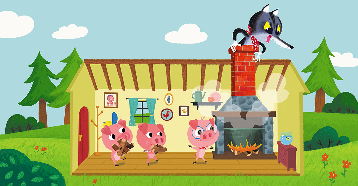 Kate Jeong's illustration: The Three Little Pigs