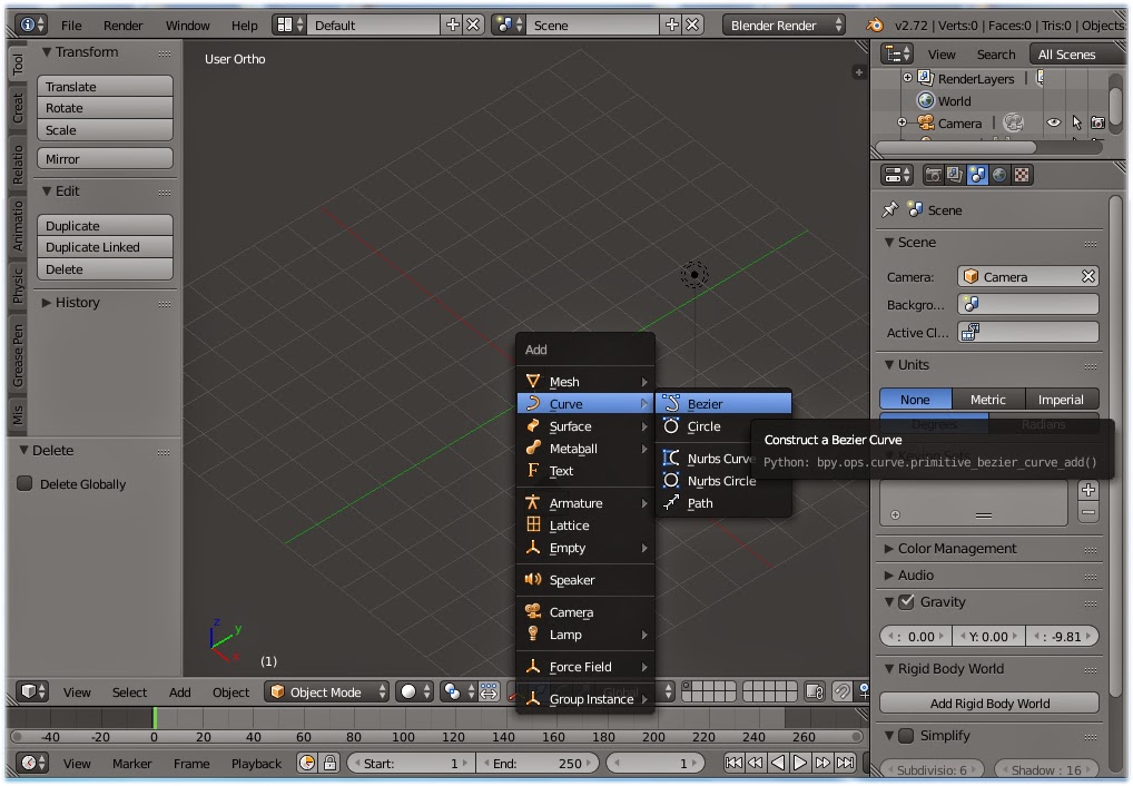 urtuts: how to model a pipe in blender 2.72