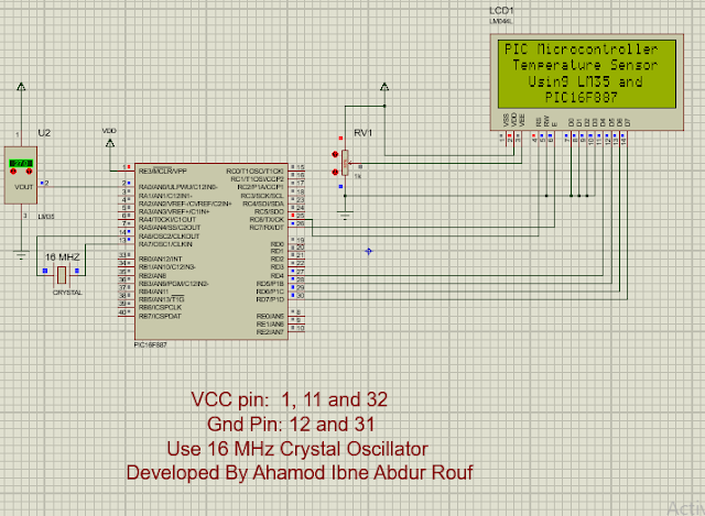 PIC Microcontroller: LM35 Temperature Sensor with PIC16F887