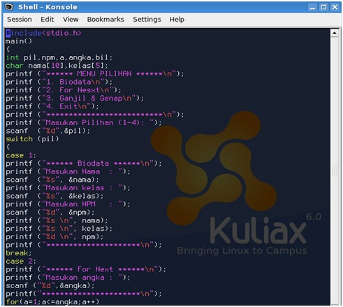 note's: Labsi Program Menu | Bahasa C(Linux /Kuliax)