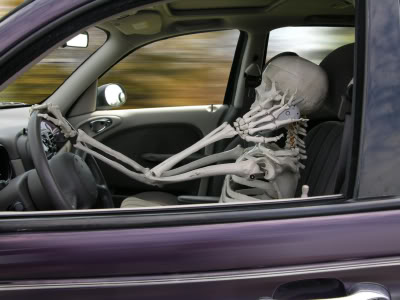 he did not get pulled over for the skeleton in his car...