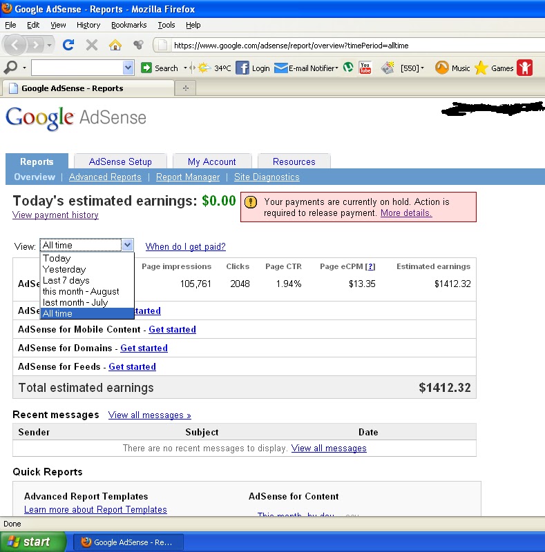Adsense Earnings Screenshots