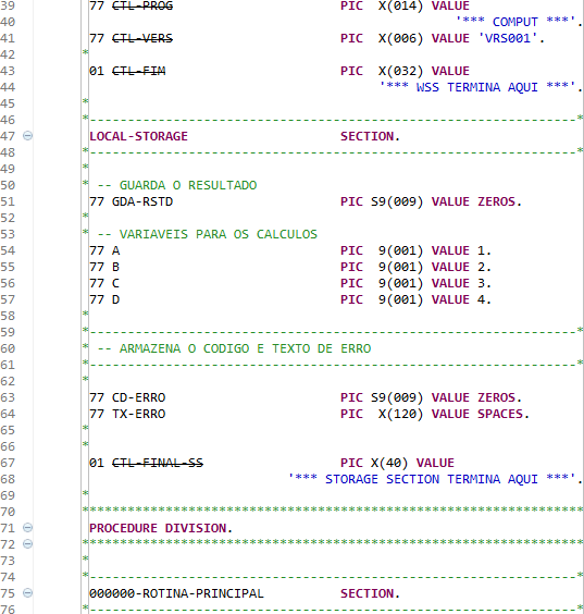 Experiência COBOL: Calculando uma expressão aritmética - COMPUTE