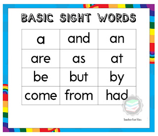 Teacher Fun Files: Basic Sight Words Charts